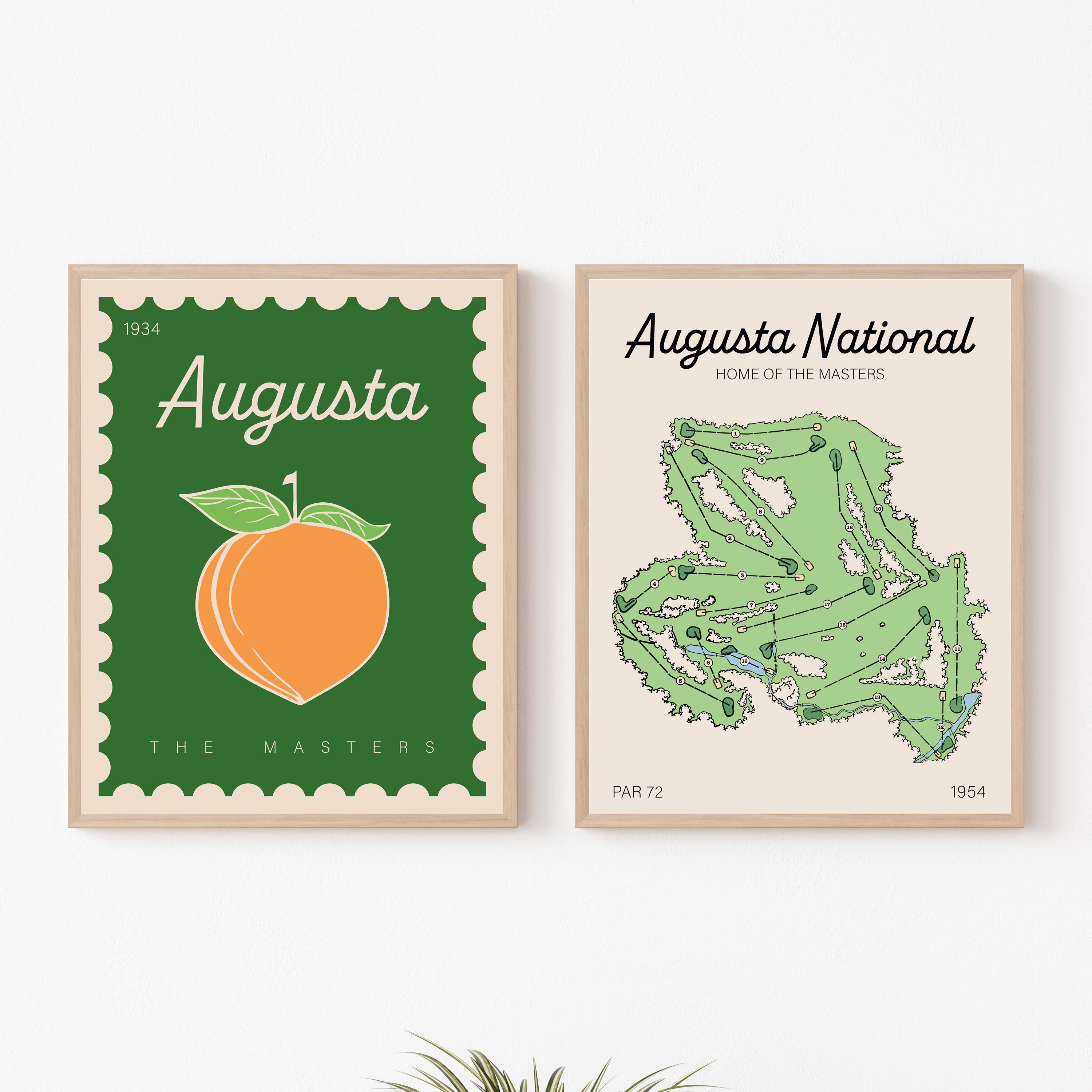 Augusta Course Map | Golf | Travel | Print | Poster | Gift | Home Decor ...