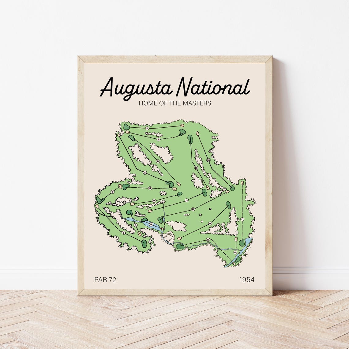 Augusta Course Map | Golf | Travel | Print | Poster | Gift | Home Decor ...