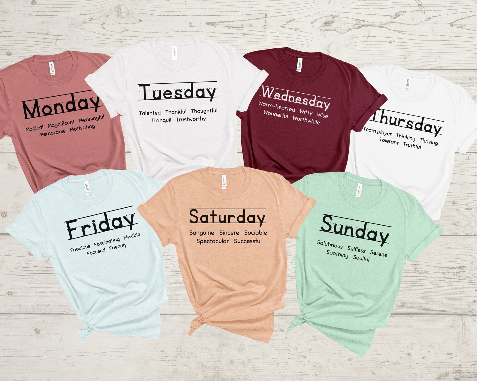 Days of the Week Shirt Teacher Shirt Motivational Shirt - Etsy