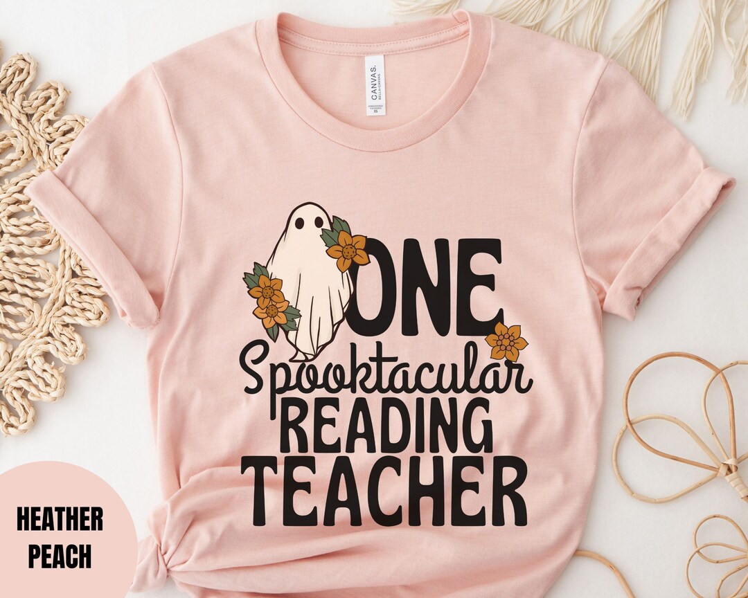 Spooktacular Reading Teacher Halloween Shirt, Teacher Ghost Tshirt ...