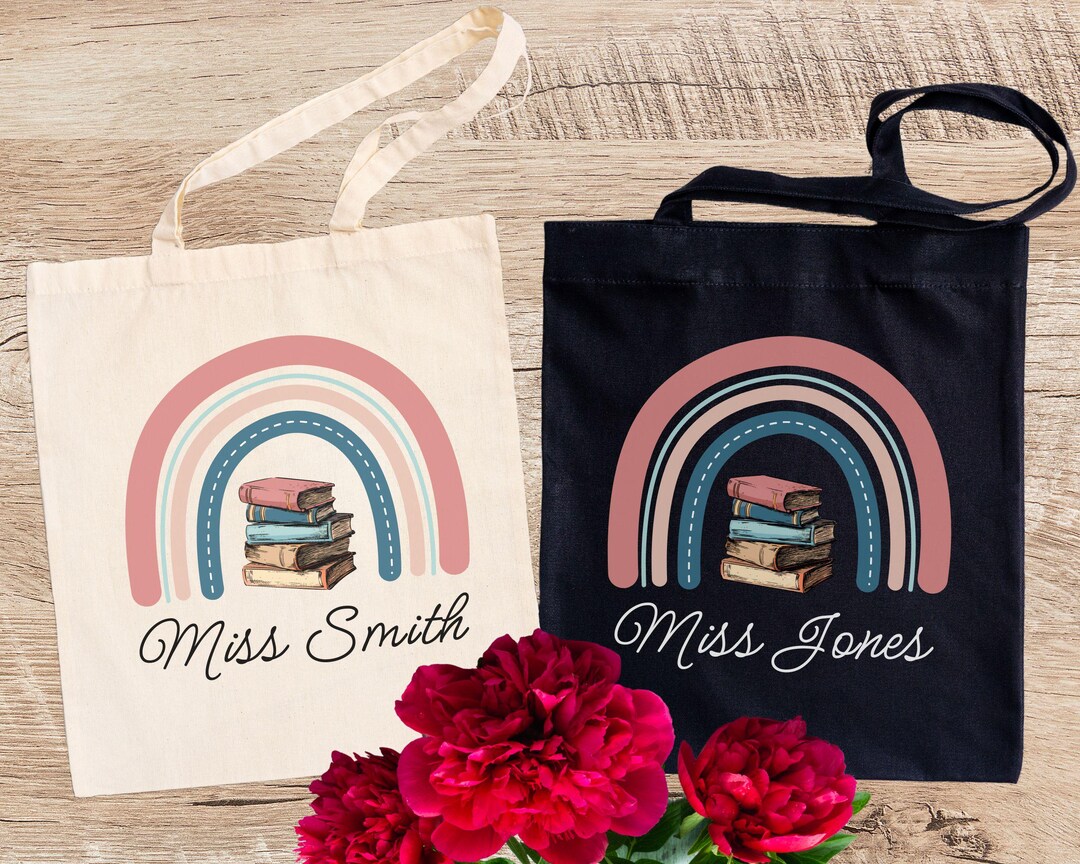 Customizable Teacher Tote Bag, Reading Teacher Appreciation Gift, Boho ...