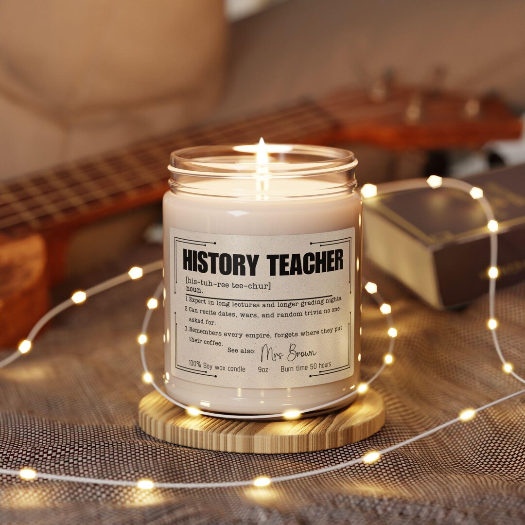 Personalized History Teacher Candle, Custom History Teacher Gifts ...