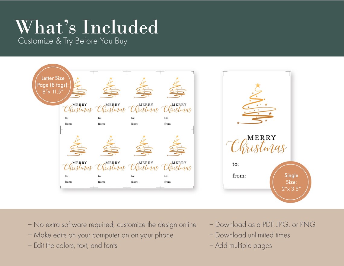 Editable Christmas Tree Gift Tag Template | Holiday Gift Tag ...