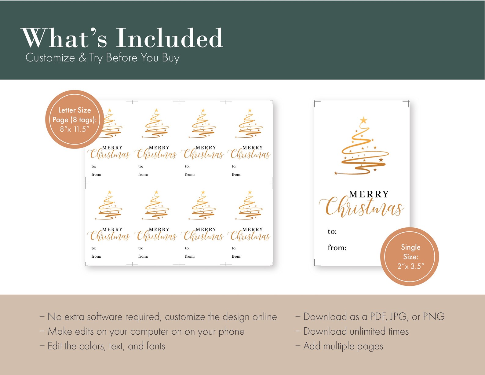 Editable Christmas Tree Gift Tag Template | Holiday Gift Tag ...