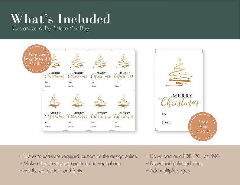 Editable Christmas Tree Gift Tag Template | Holiday Gift Tag ...