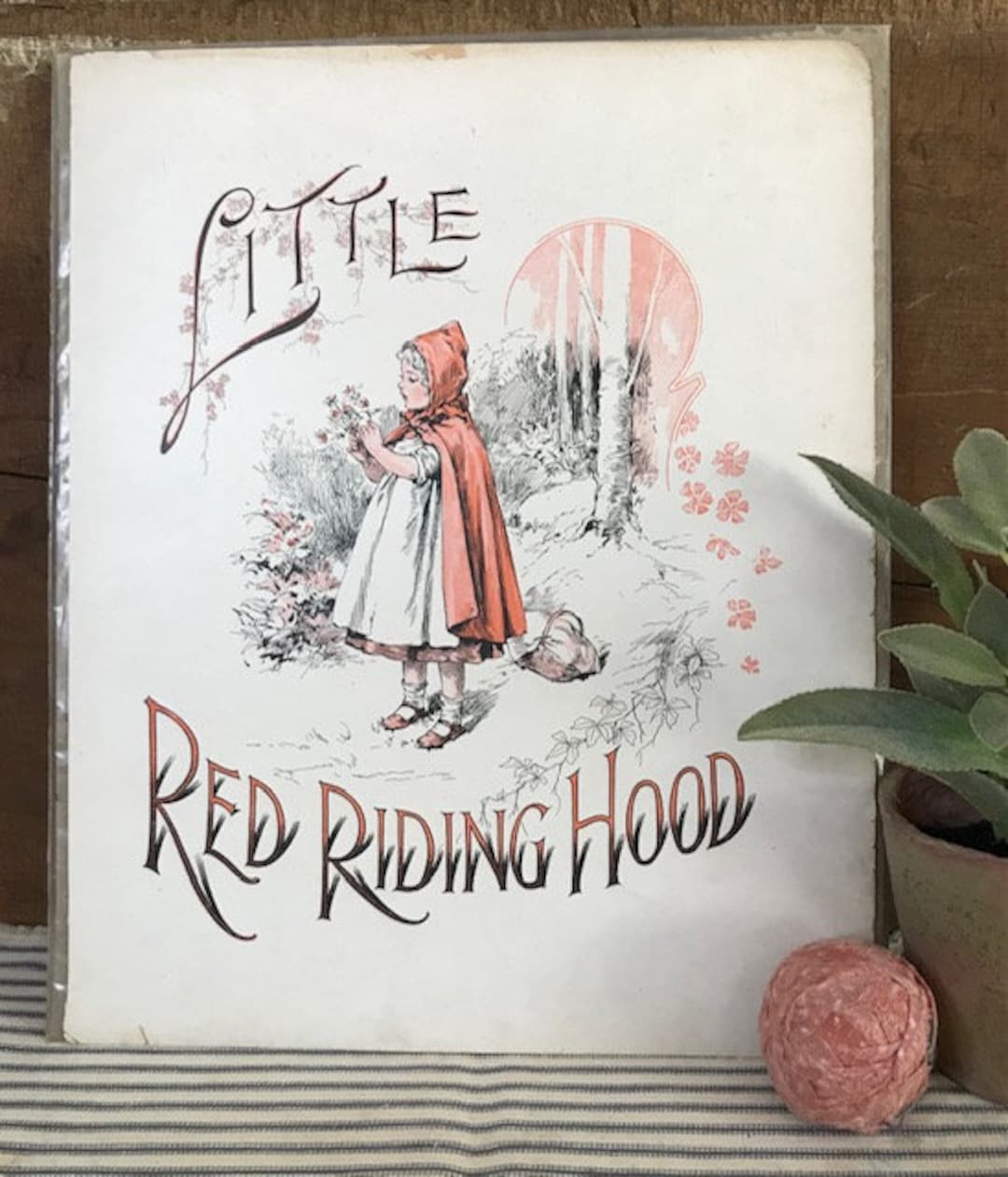 Little Red Riding Hood Lithograph Book Cover Page Ready to Frame or Pin ...
