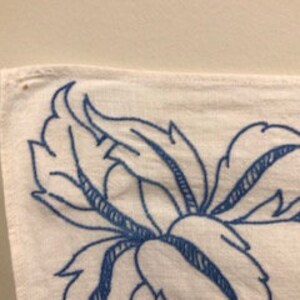 Vintage Embroidered Dutch Scene Wall Hanging; Blue and White Hand Made ...