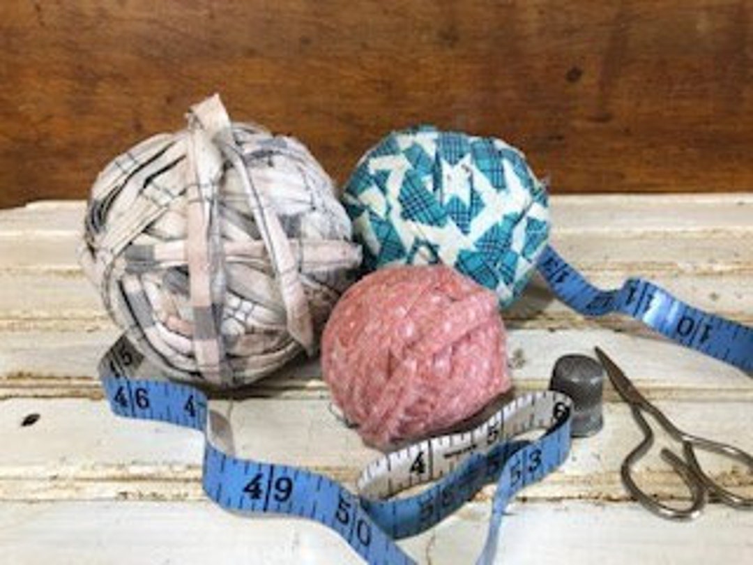 Vintage Set of 3 Rag Balls; Antique Fabric Decor; Colorful Textiles ...