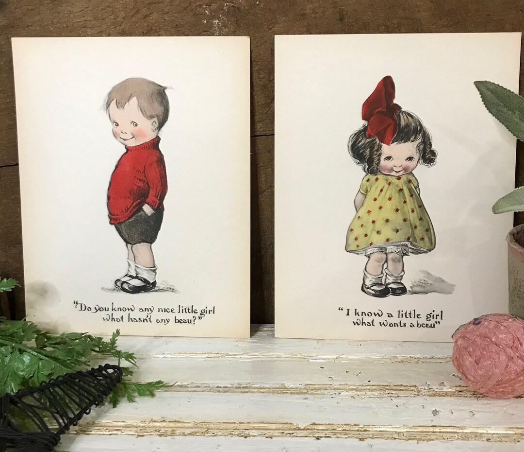 Rare-lithograph Art 1911 C. Twelvetrees Sweet Children Artwork 9 X 7 ...