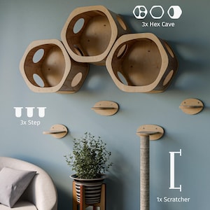 Stylish Hexagonal Cat Wall Furniture: Modular Design With Organic ...
