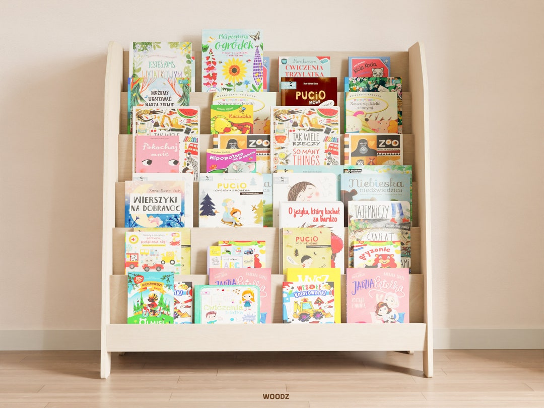 Large Bookcase, Kids Bookshelf Nursery Display Shelf and Playroom ...