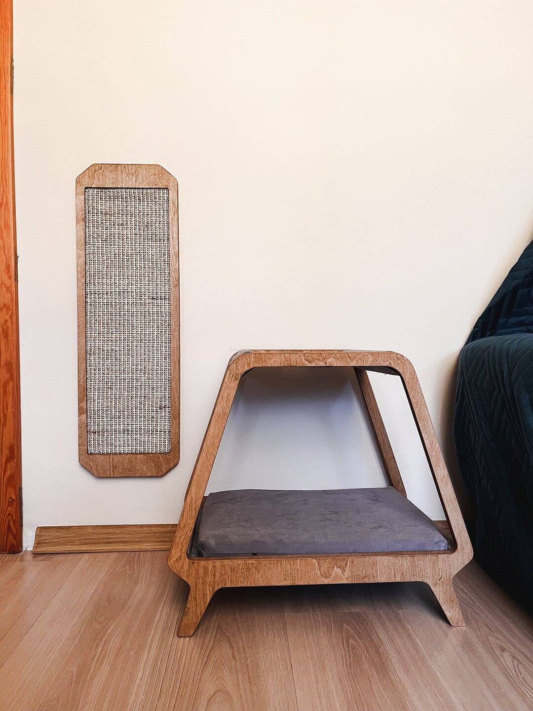 Modern Cat Furniture: Standing Cat Bed and Wall Scratching Post - Etsy