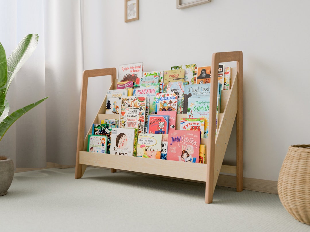 Large Montessori Bookshelf for Kids, Wide Wooden Book Display, Spacious ...