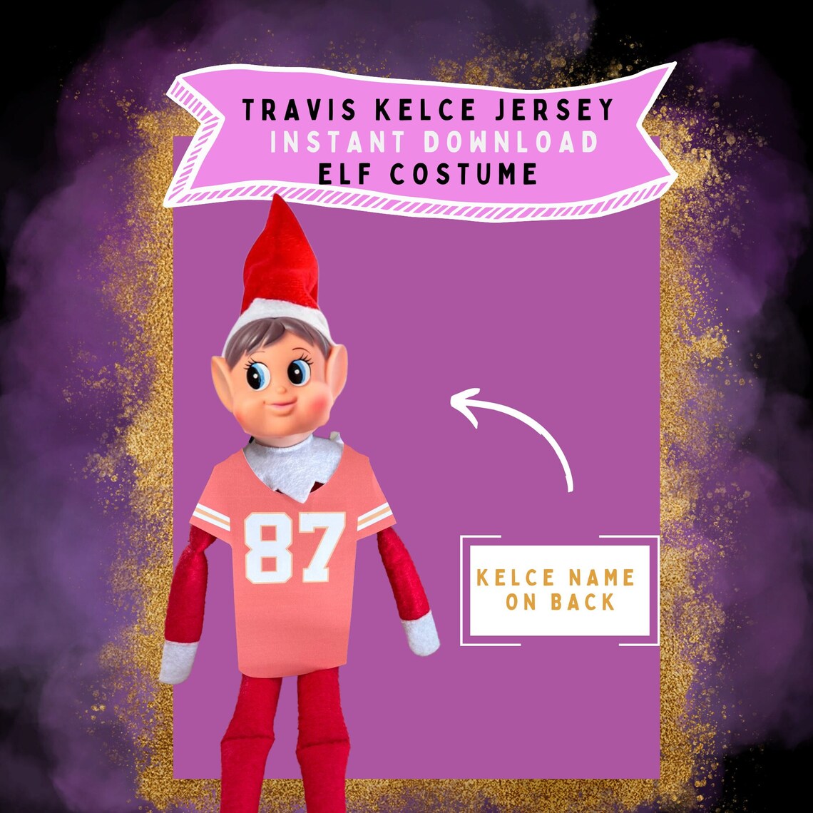 Elf Kelce Football Jersey Instant Download Make Magic With Your Elf ...