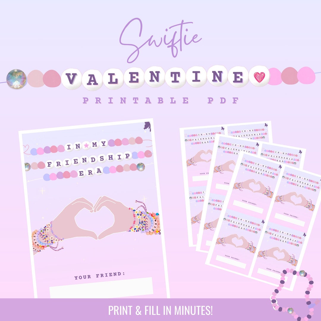 Swiftie Rectangle Valentine's Day Printable | NON EDITABLE VERSION ...