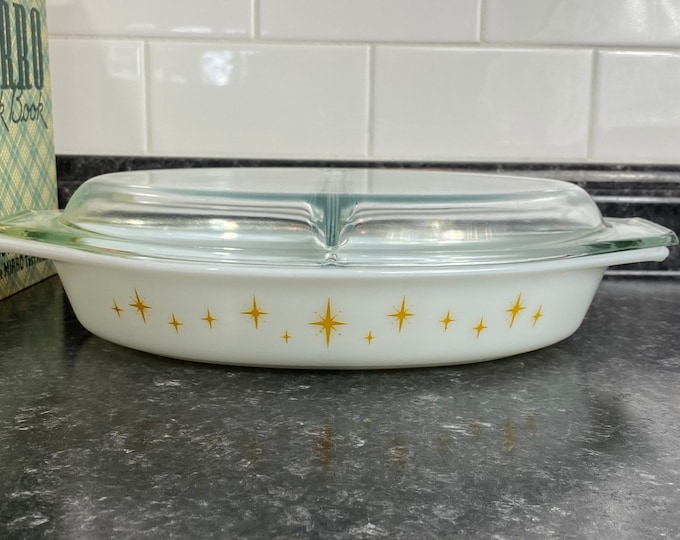 Pyrex Constellation Divided Dish W/lid | 1950s Vintage Pyrex ...