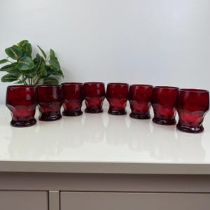 Set of 8 Vintage Viking Red Glass Cocktail Glasses: MCM Barware - Etsy