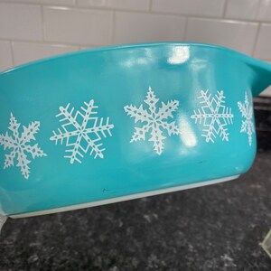 Vintage Pyrex Turquoise Blue Snowflake Casserole 043 W/lid, 1 1/2 Quart ...