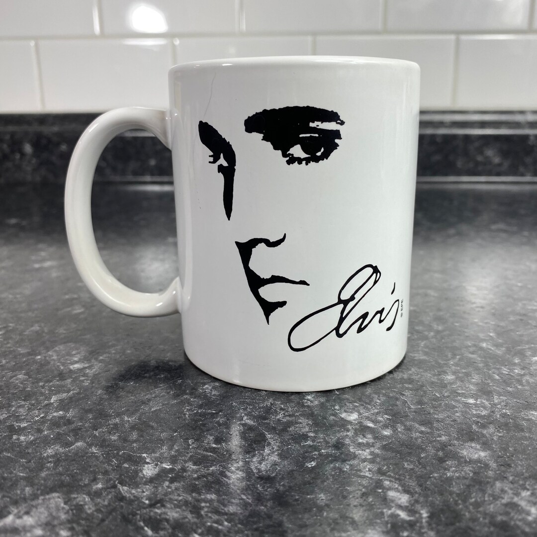 Vintage Elvis Presley Black & White Face Graphic Coffee Mug Cup Novelty ...