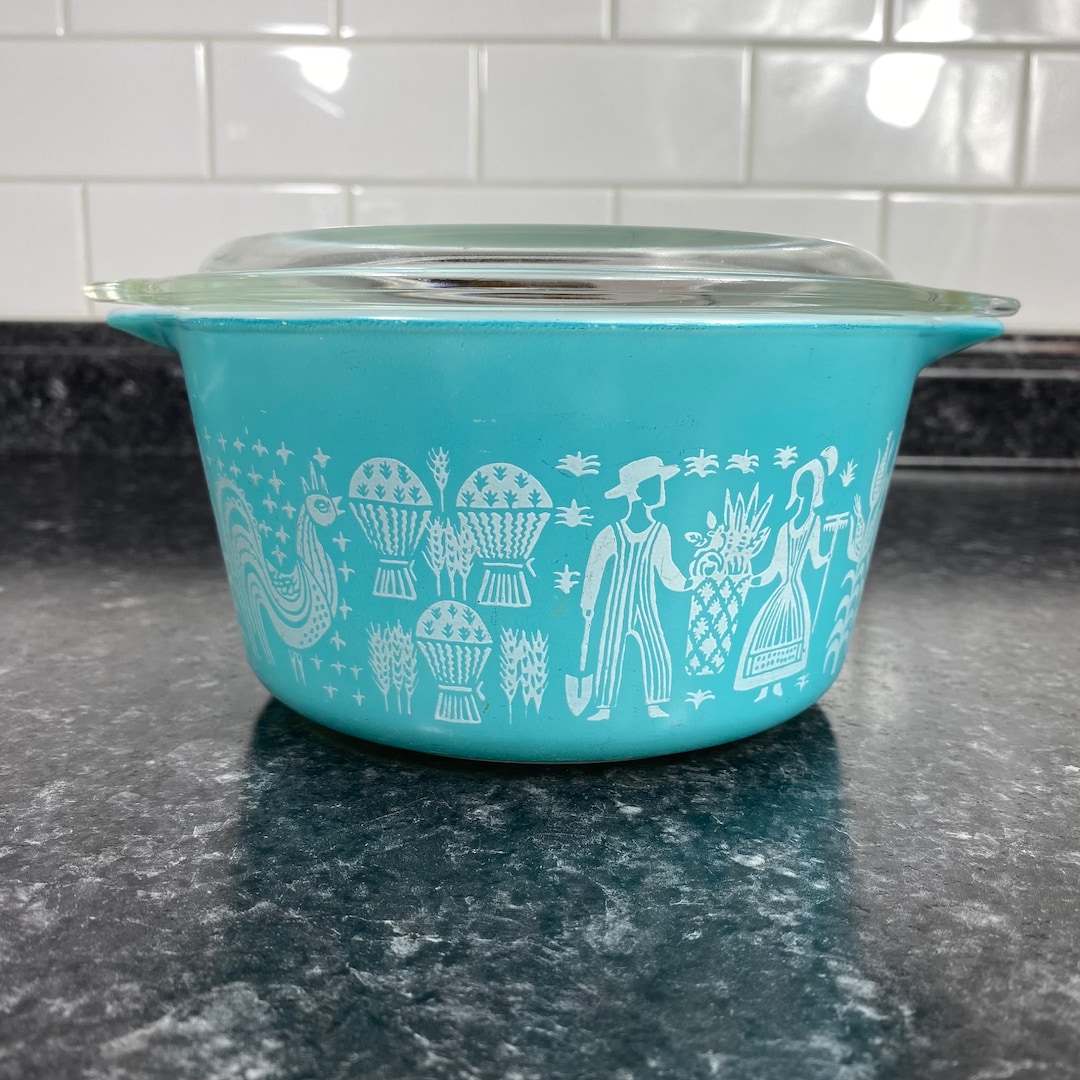 Vintage Pyrex Butterprint 1 Quart Round Casserole #473, 1950's Amish ...