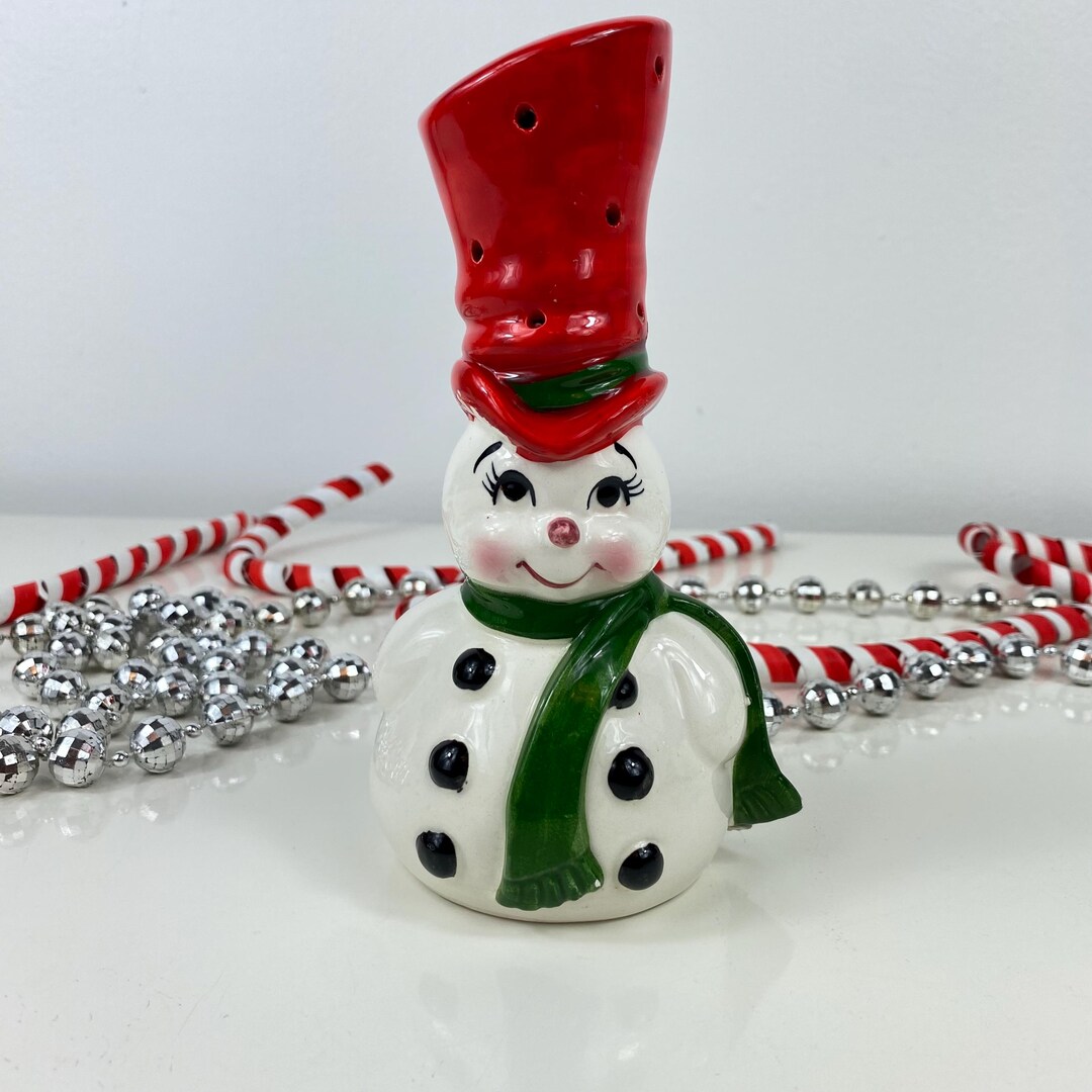 Vintage Lefton Snowman Toothpick Holder, Christmas Hors D'oeuvres Decor ...