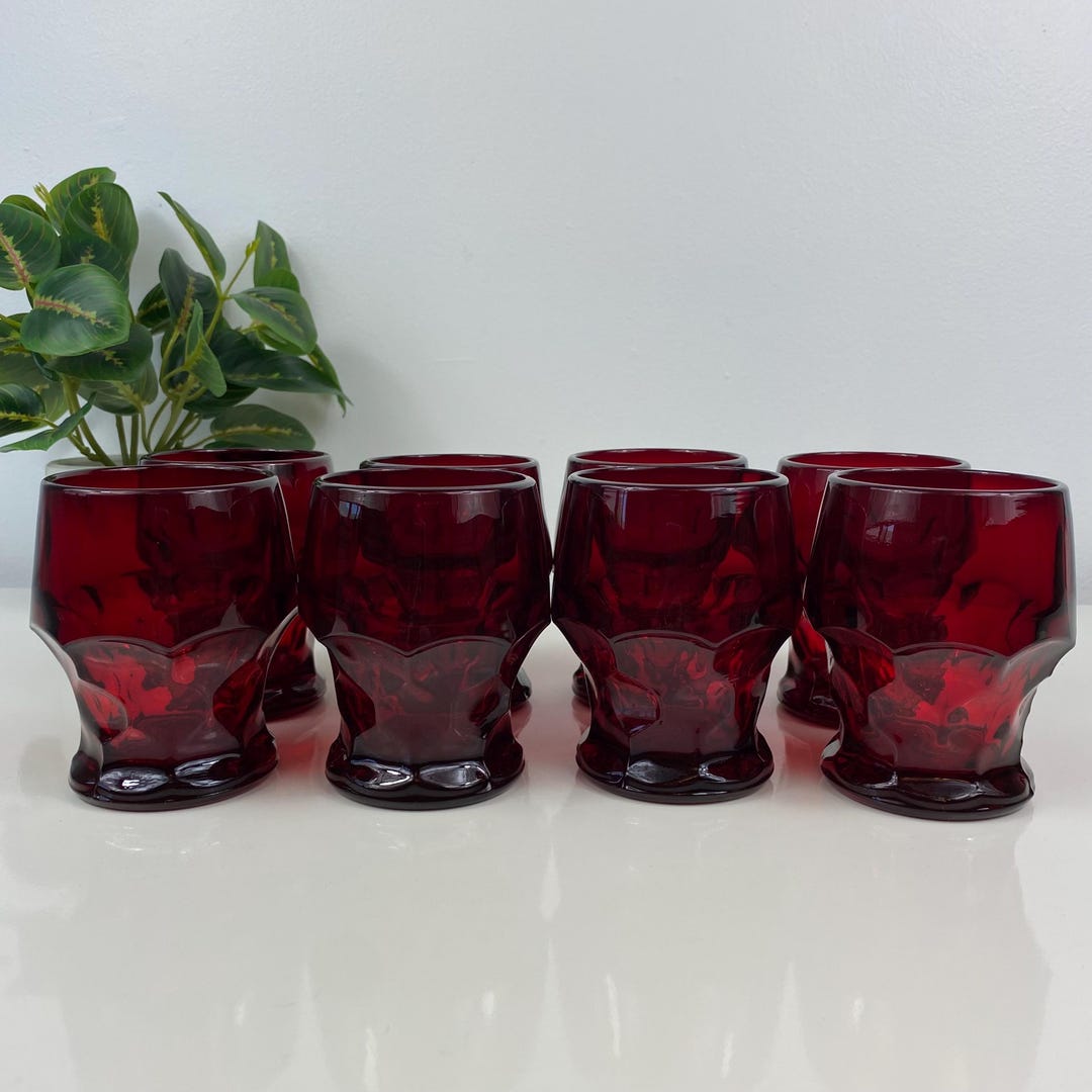 Set of 8 Vintage Viking Red Glass Cocktail Glasses: MCM Barware - Etsy