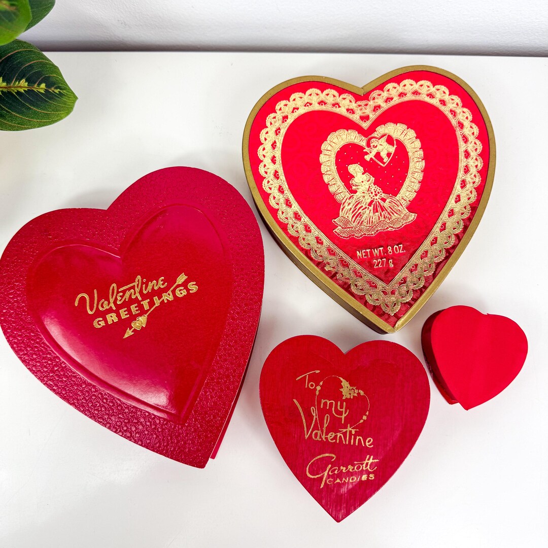 Vintage Valentine Red & Gold Heart Candy Boxes, to My Valentine - Sold ...