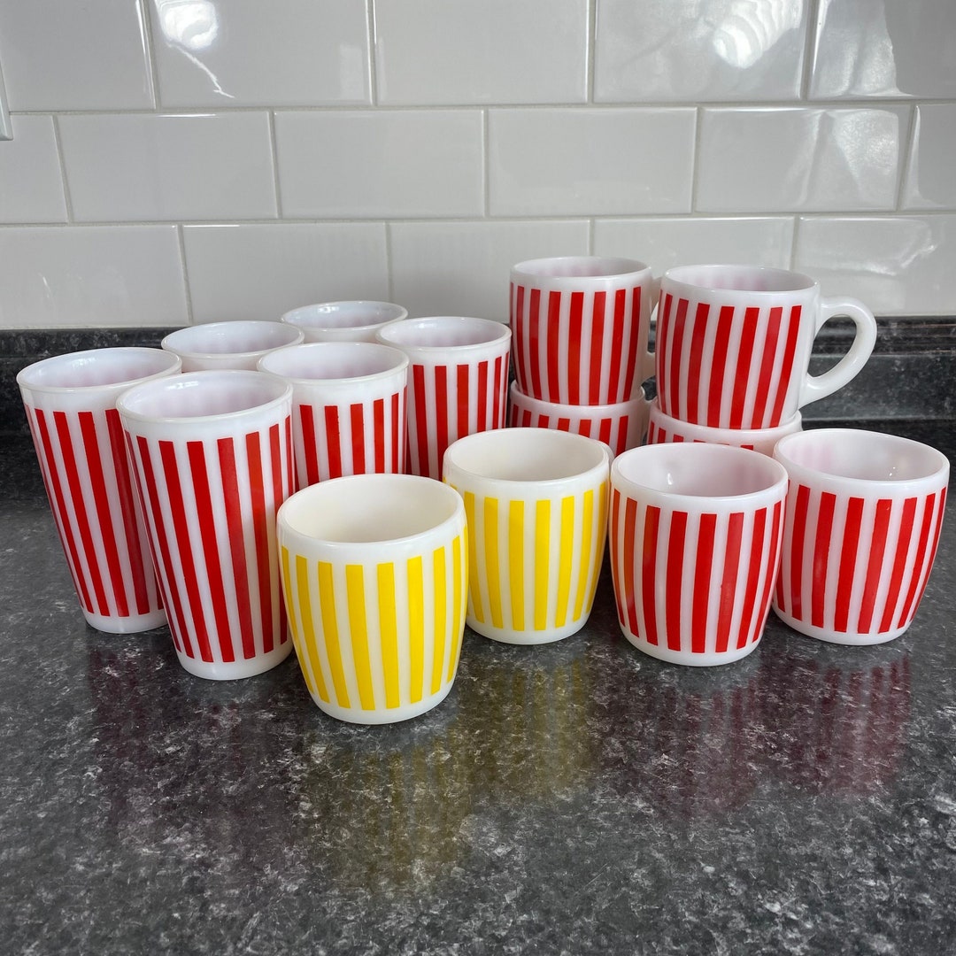 Vintage Hazel Atlas Candy Stripe Mugs and Tumbler Sets Hazel Atlas ...
