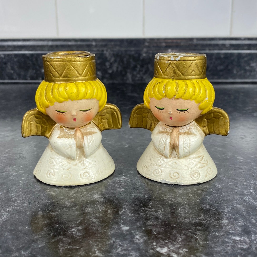 Vintage Christmas Angel Candle Holders, Hand Painted Japan - Etsy