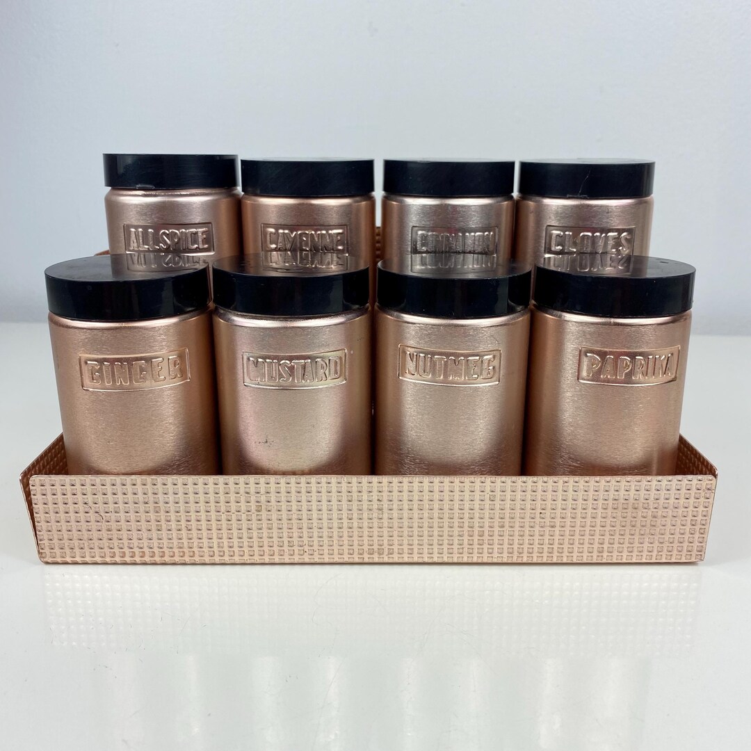 Vintage Spun Aluminum Copper Color Spice Rack Set, Aluminum Spice Rack ...