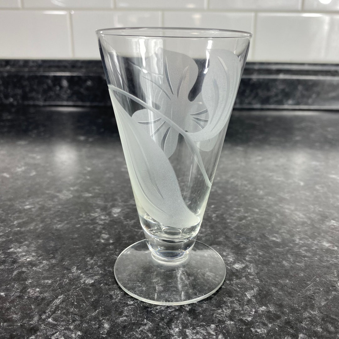 Vintage Frosted Floral Footed Juice Glass, Vintage Footed Wine Glass ...