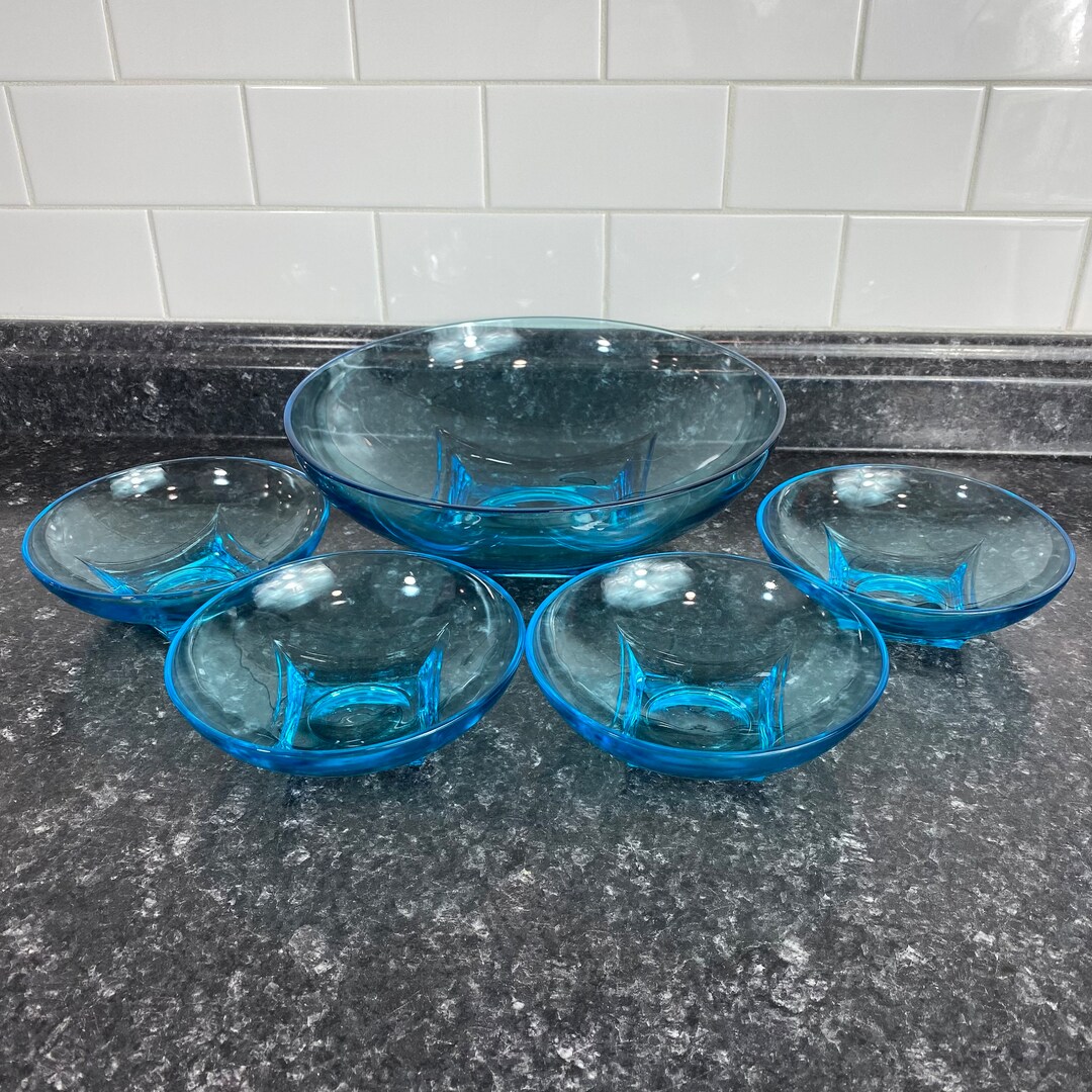 Vintage Hazel Atlas Capri Azure Blue Salad Bowl Serving Set - Etsy