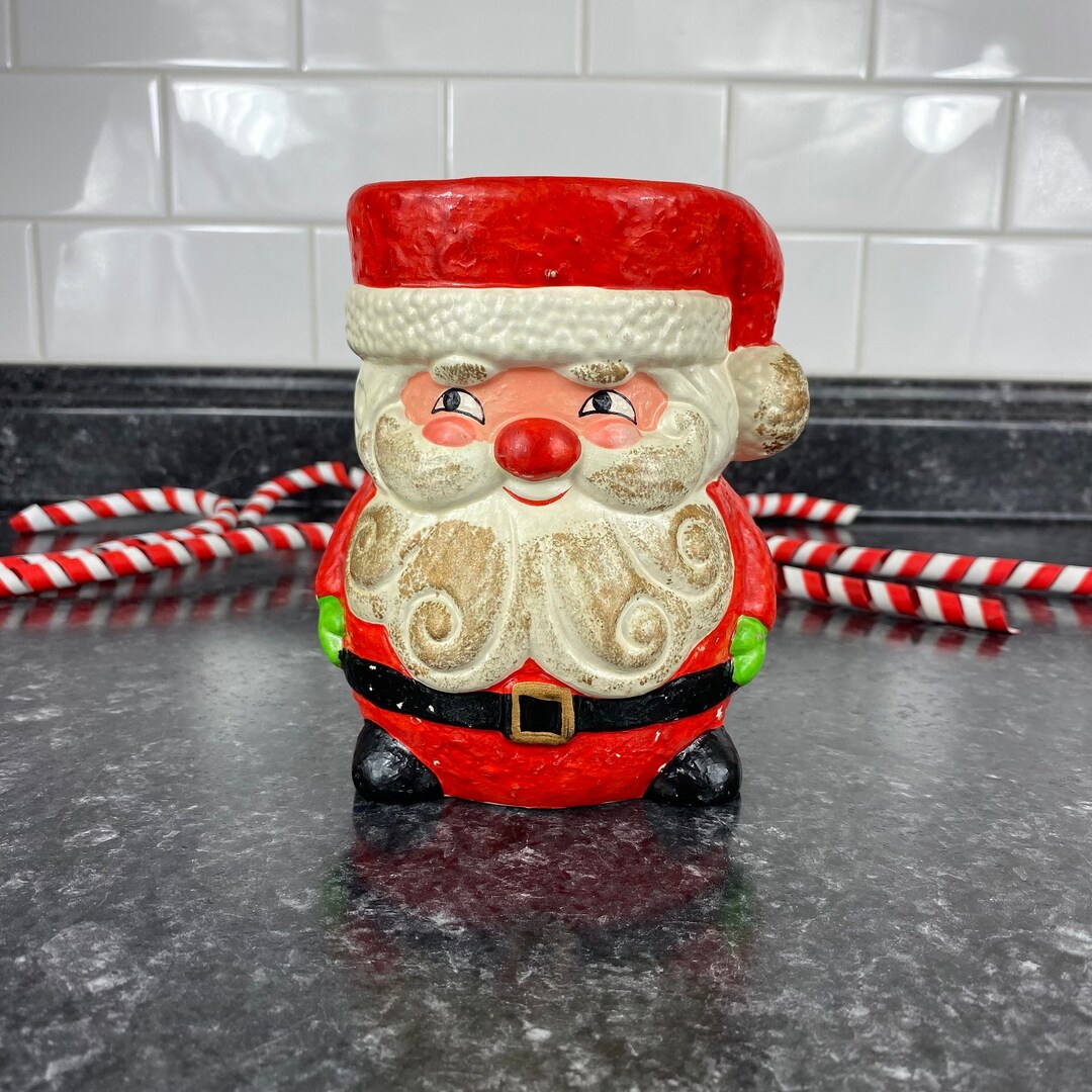 Vintage Santa Clause Planter Vase, Santa Standing With Mischievous Look ...