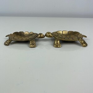 Vintage Brass Turtle Trinket Dish Set of 2, Ashtray Soap Dish Turtle ...