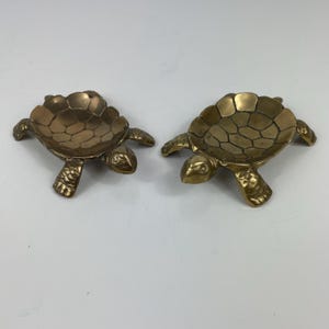 Vintage Brass Turtle Trinket Dish Set of 2, Ashtray Soap Dish Turtle ...