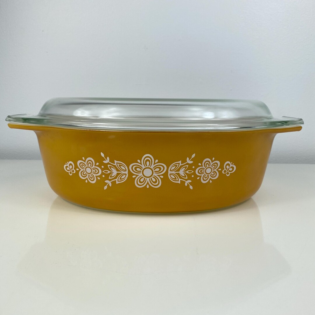 Vintage Pyrex Butterfly Gold Casserole 045 W/ Lid , 2 1/2 QT Vintage ...