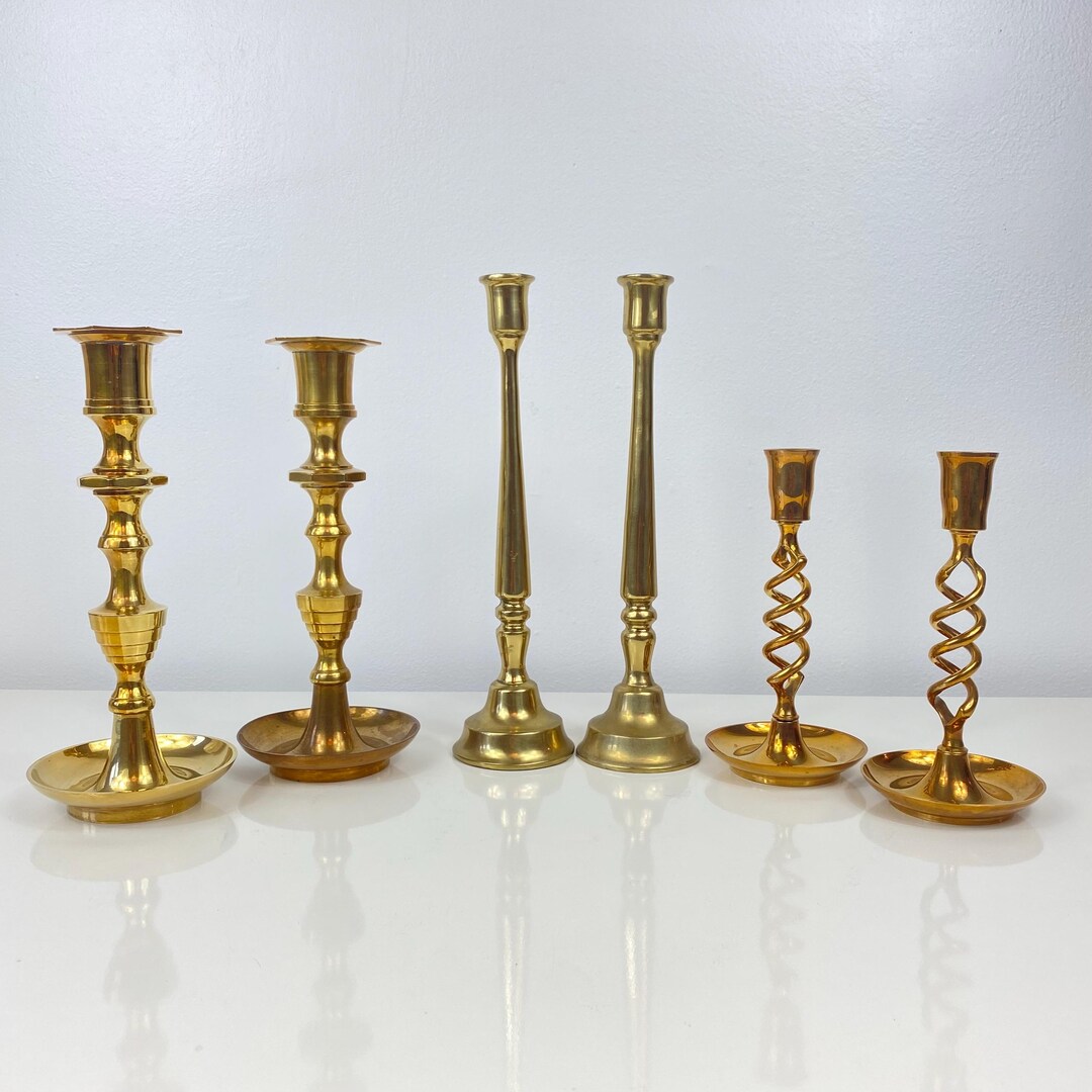 Vintage Brass Candlesticks Sets of Two Your Choice, Solid Brass Candle ...