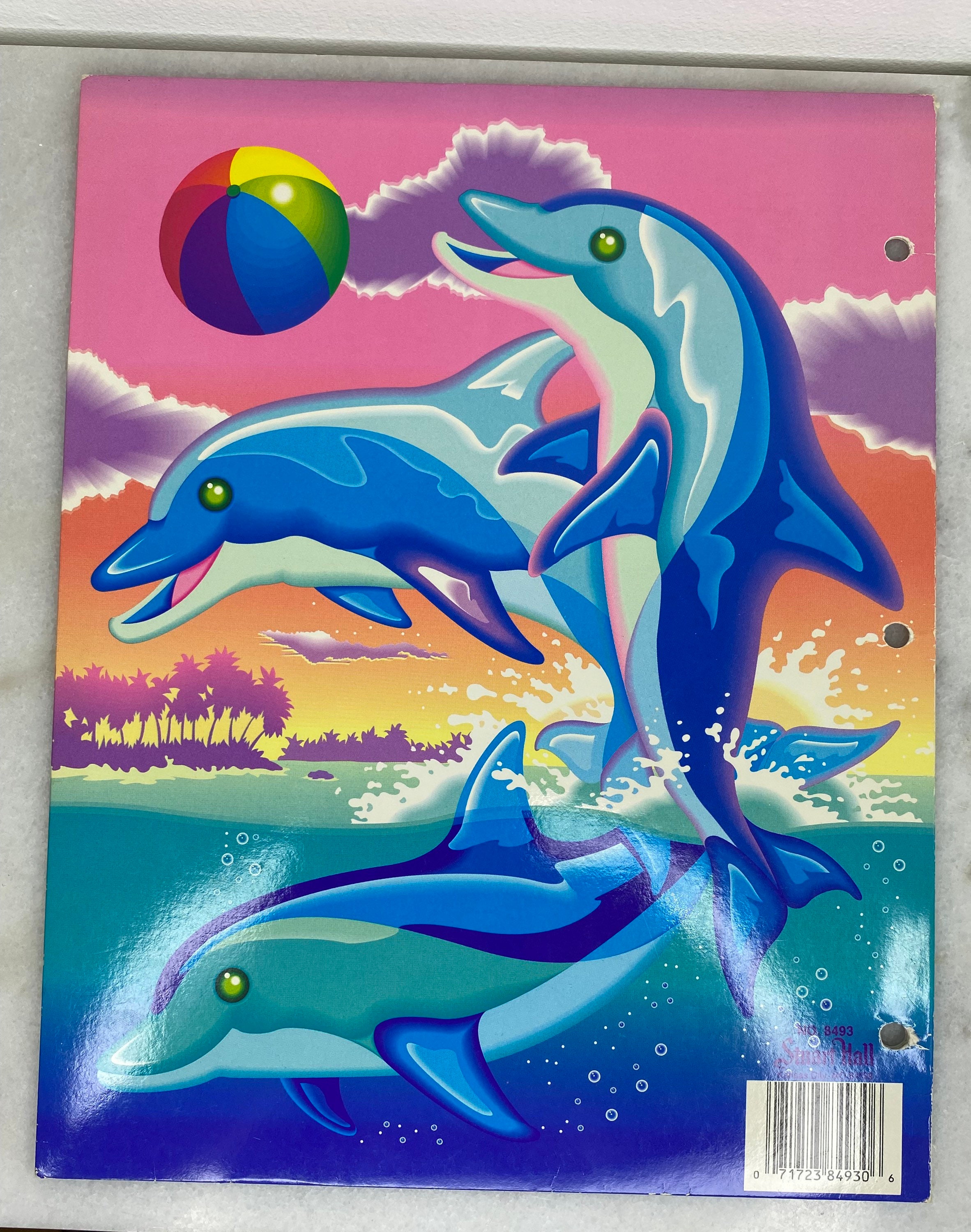 Vintage Lisa Frank Surfing Dolphins 2 Pocket Folder 90s | Etsy