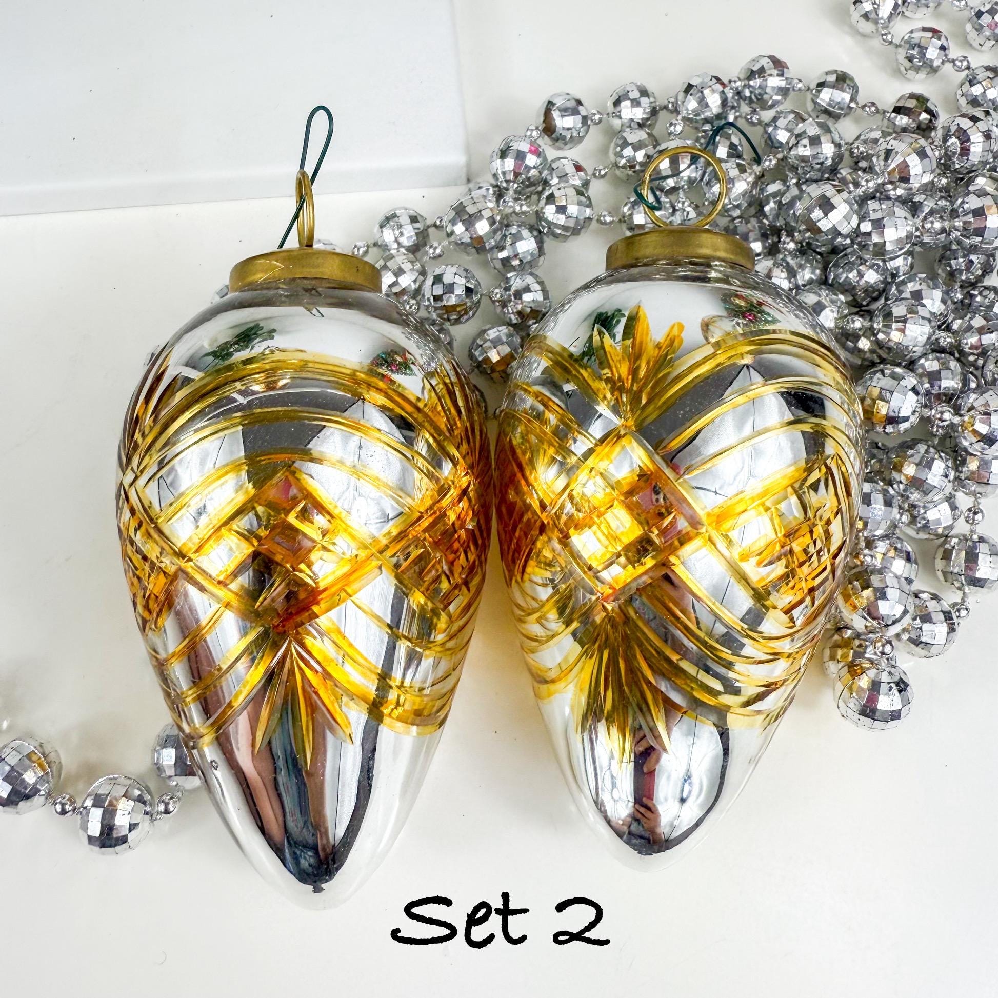 Vintage Large Glass Heavy German Kugel Style Christmas Ornaments - Sold ...