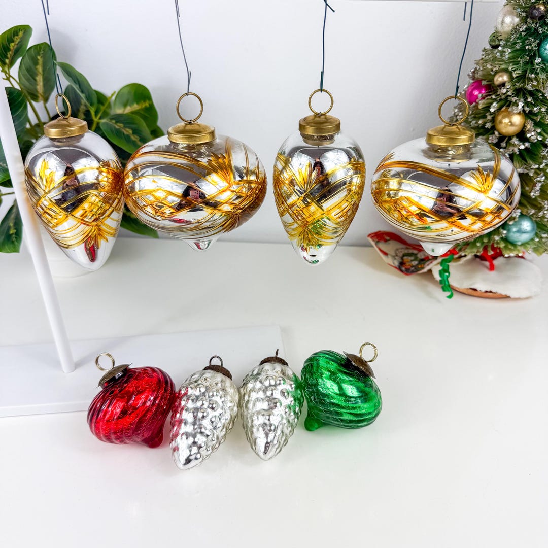 Vintage Large Glass Heavy German Kugel Style Christmas Ornaments - Sold ...