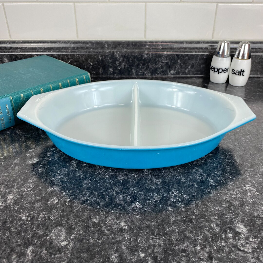 Pyrex Turquoise Divided Dish 1950s Vintage Pyrex Oval Divided Serving ...