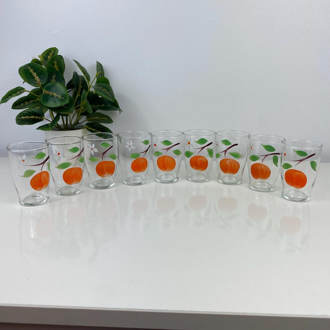 Vintage Hand Painted Orange Small Juice Glasses, Circa 70s, Summer ...