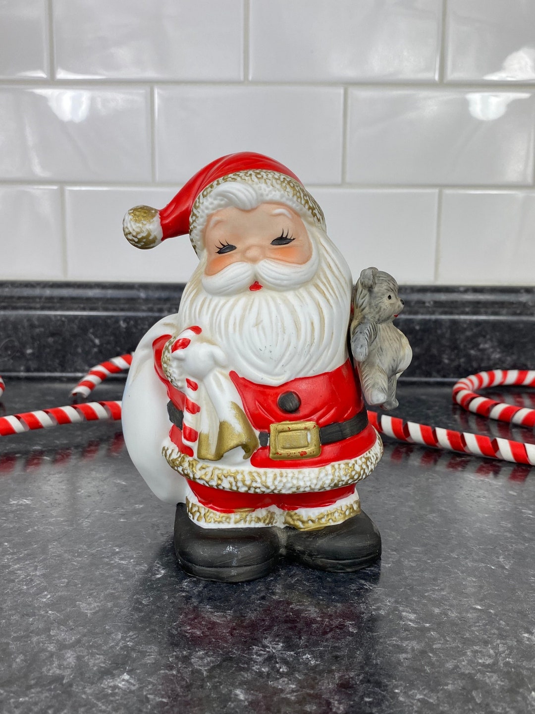 Vintage MCM Santa Claus Bank, HOMCO 5610 Santa and Teddy Bear Bank ...