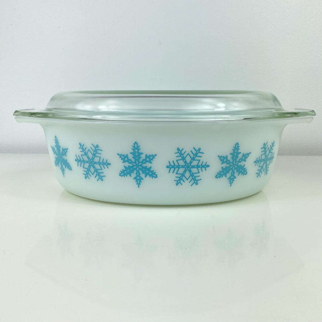 Vintage Pyrex Turquoise Snowflake Oval Casserole Dish #045 W/lid, Pyrex ...