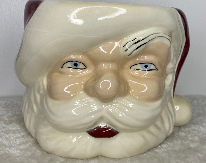 1950s Santa Face Punch Bowl | Ceramic Hand Painted Santa | Holiday ...