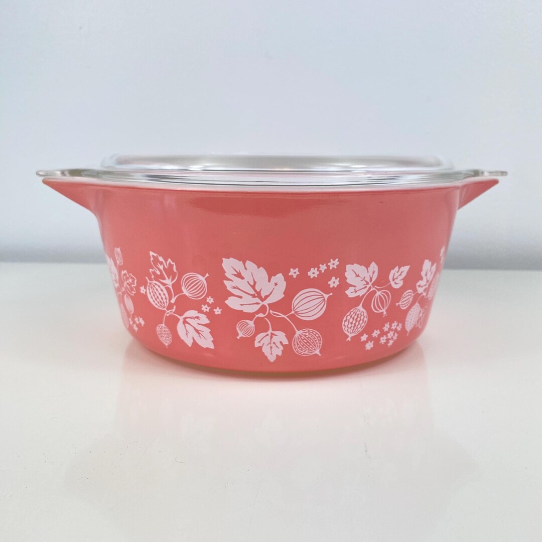 Vintage Pyrex Pink Gooseberry Round Casserole 475 W/lid, 2 1/2 Quart ...