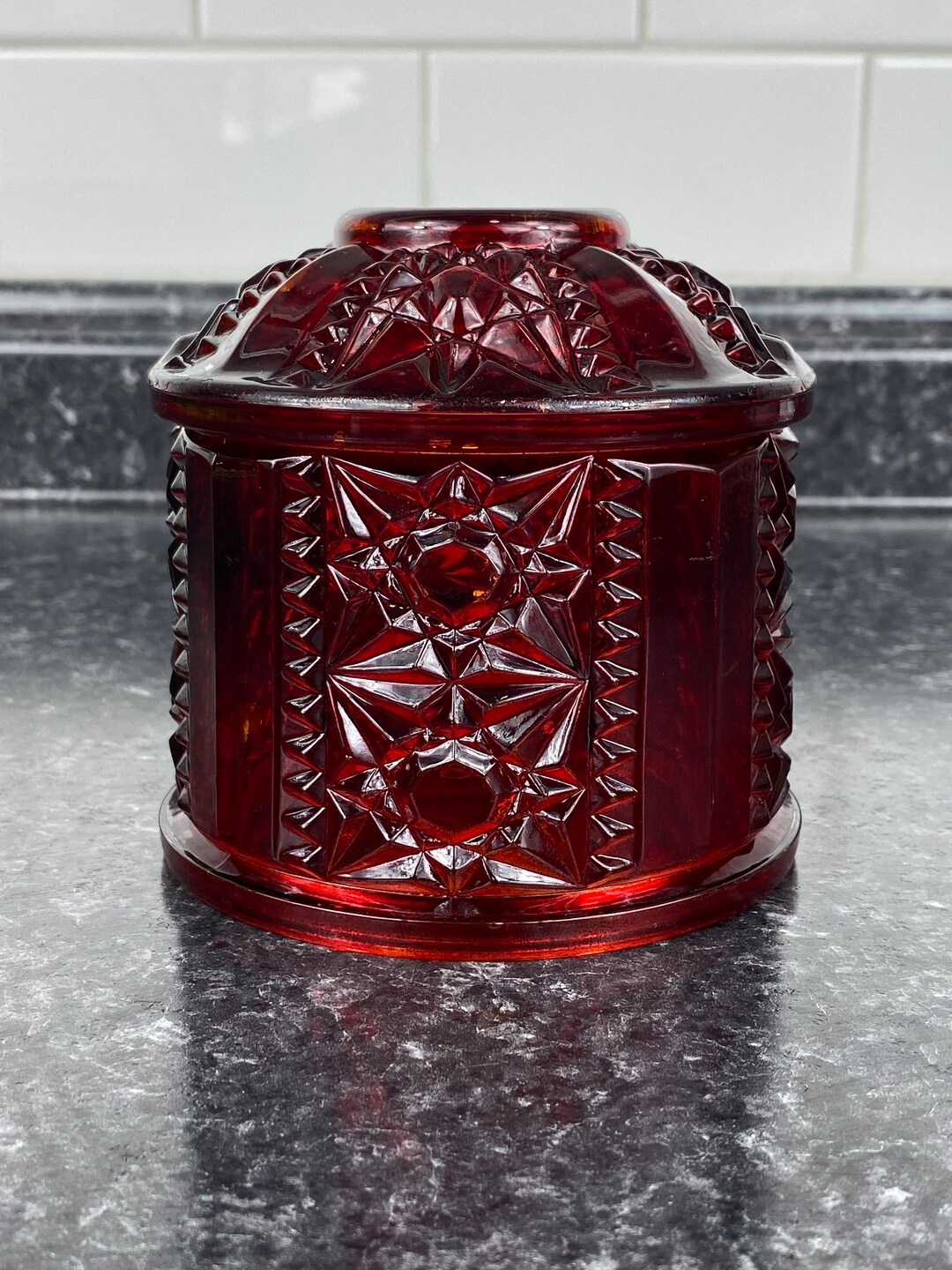 Vintage Red Indiana Glass Stars and Bars Replacement Fairy - Etsy