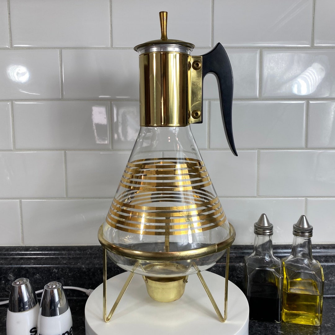 Vintage Corning Brand Heat Proof Glass Gold Striped 8 Cup - Etsy