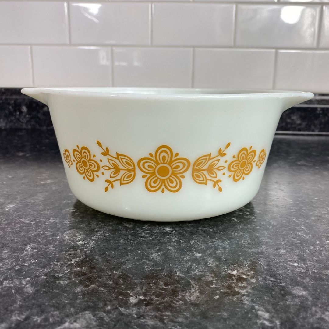 Vintage Pyrex Butterfly Gold Round Casserole 474no Lid, 1.5 Quart Round ...