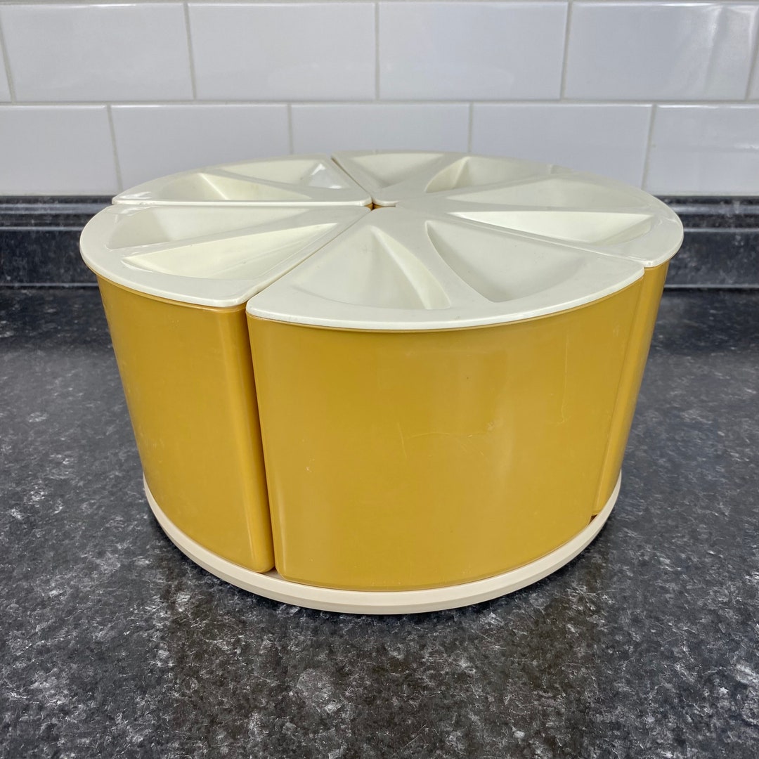 Vintage Retro Lazy Susan Canister Set, Plastic Canister Set, Cheese ...